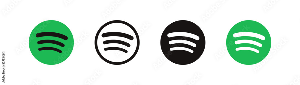 Spotify green famous logo on white background, social media, audio ...