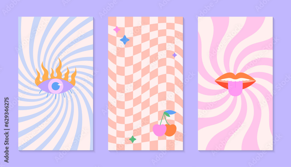 Vector insta story templates with evil eye,chess,lips with tongue out ...