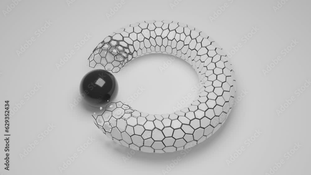 Loop 3d animation of a white bagel, a torus, a geometric figure of many ...