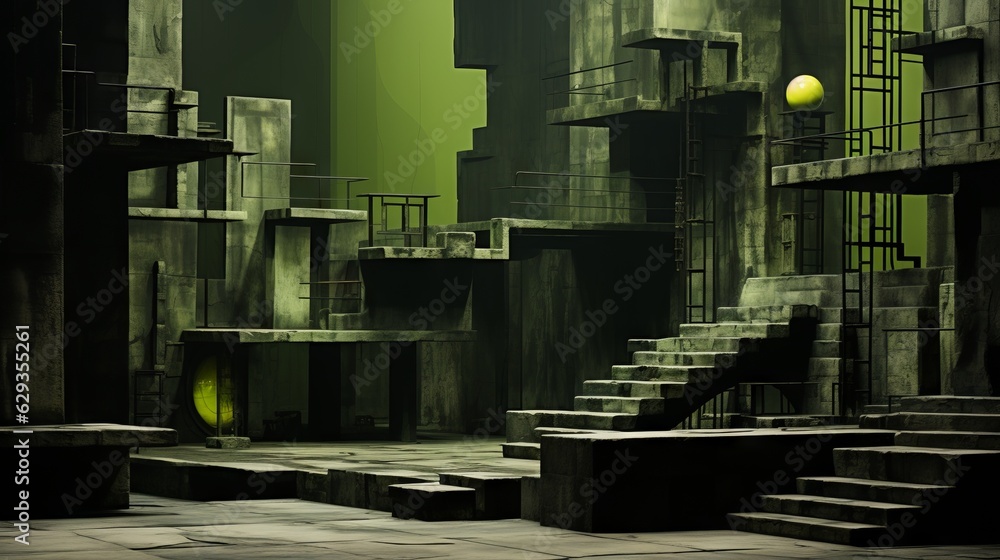 Brutalist building with bold minimal color scheme. Generative AI. Stock ...
