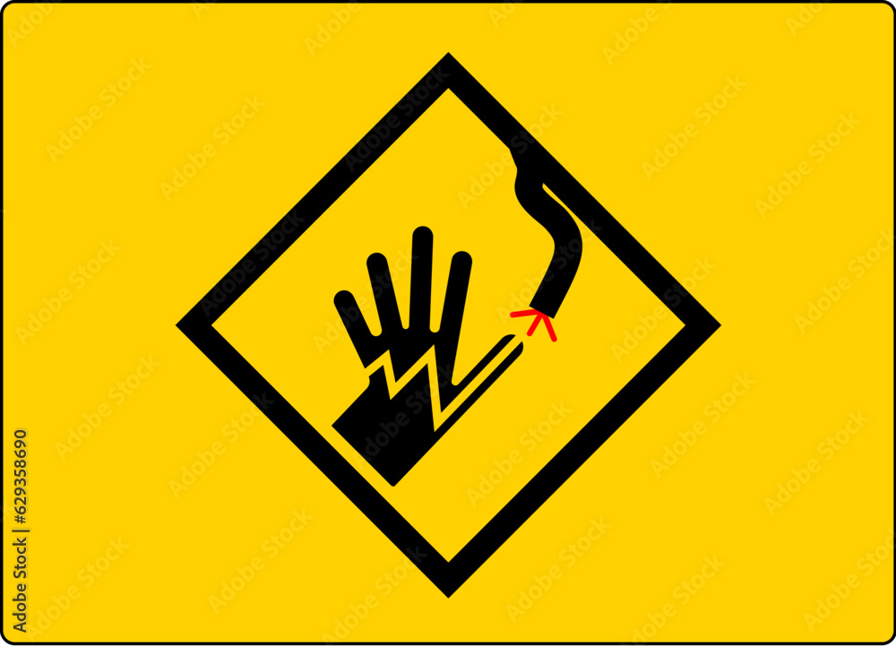 High Voltage Warning Sign Electrical Symbol Hand Shock Stock Vector ...