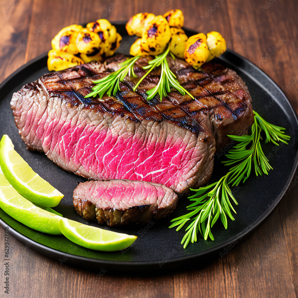 Grilling the perfect steak over an open flame. Charred and smoky aroma ...