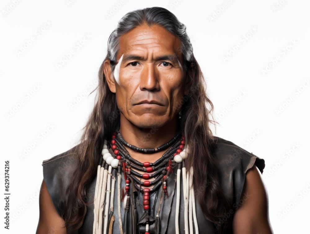 handsome adult mature old indigenous native north american model man ...