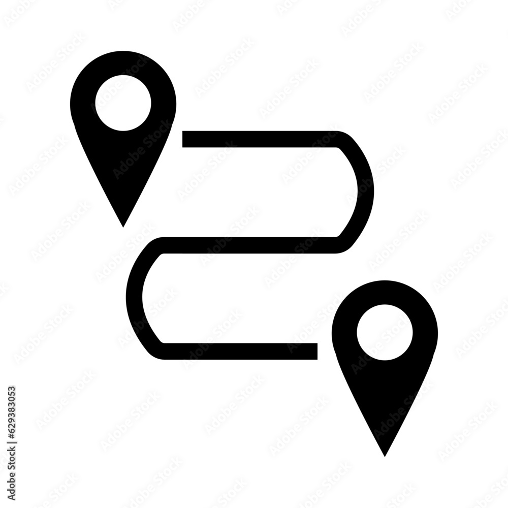 Map pointer icon illustration, Location destination icon vector, road ...