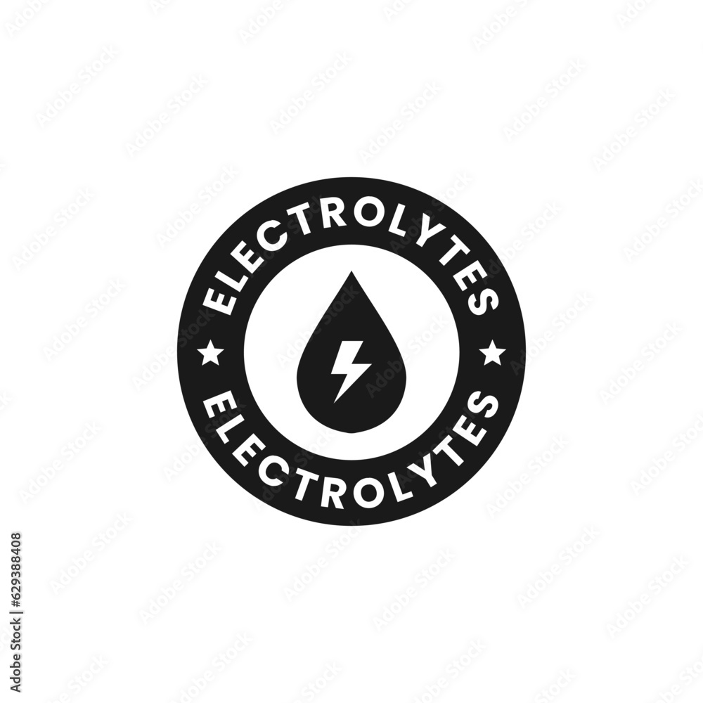 Electrolytes label or Electrolyte of water label vector isolated. Best ...