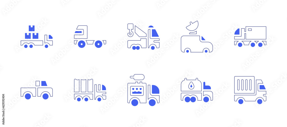Truck icon set. Duotone style line stroke and bold. Vector illustration ...