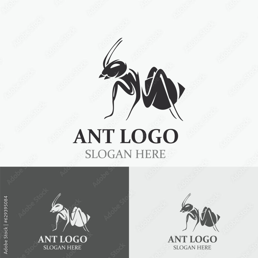 Ant logo design silhouette. Isolated animal ants on background design ...