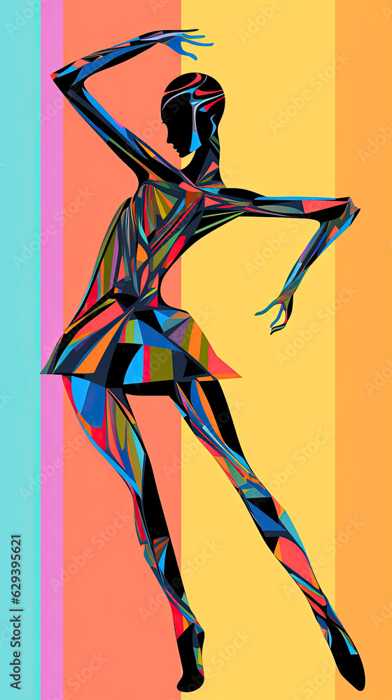 Contemporary Art Abstract Dancer Line Art Depicting a Playful and Funny ...