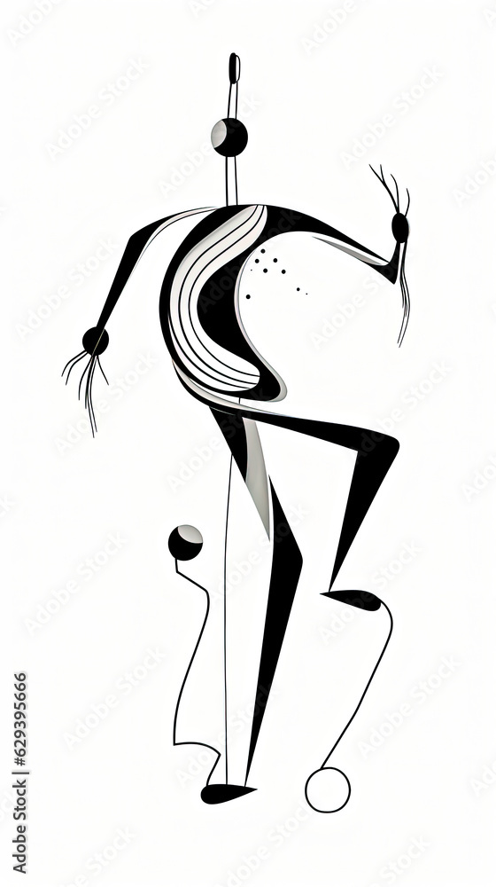 Contemporary Art Abstract Dancer Line Art Depicting a Playful and Funny ...
