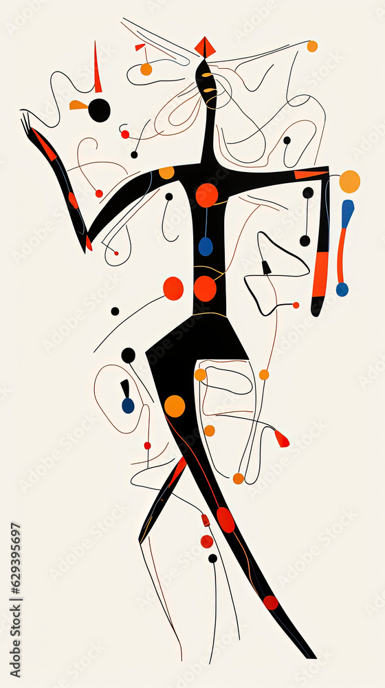 Contemporary Art Abstract Dancer Line Art Depicting a Playful and Funny ...