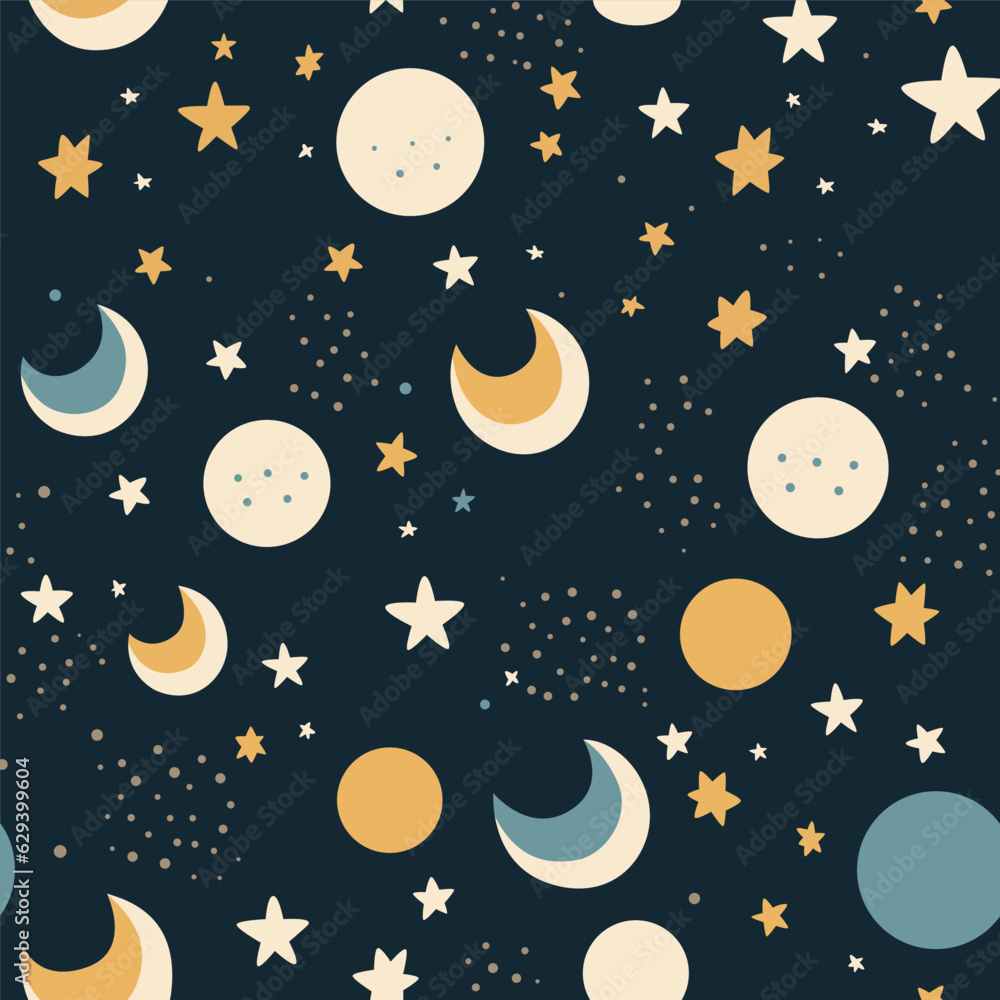 Cartoon Planet starry pattern. Cosmic stars in darkness space vector ...