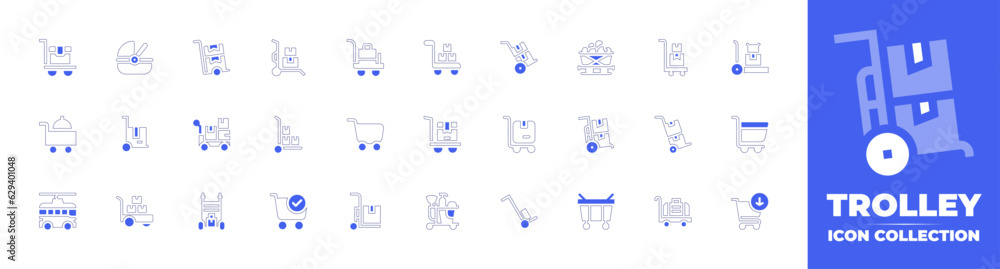 Trolley icon collection. Duotone style line stroke and bold. Vector ...