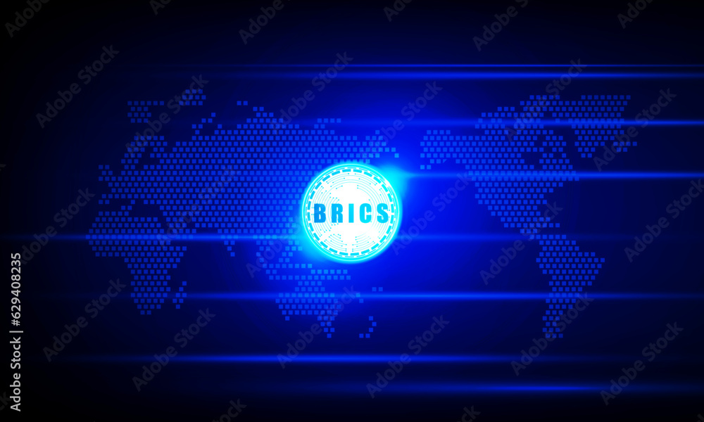 Graph brics coin cryptocurrency technology and world map in stock ...