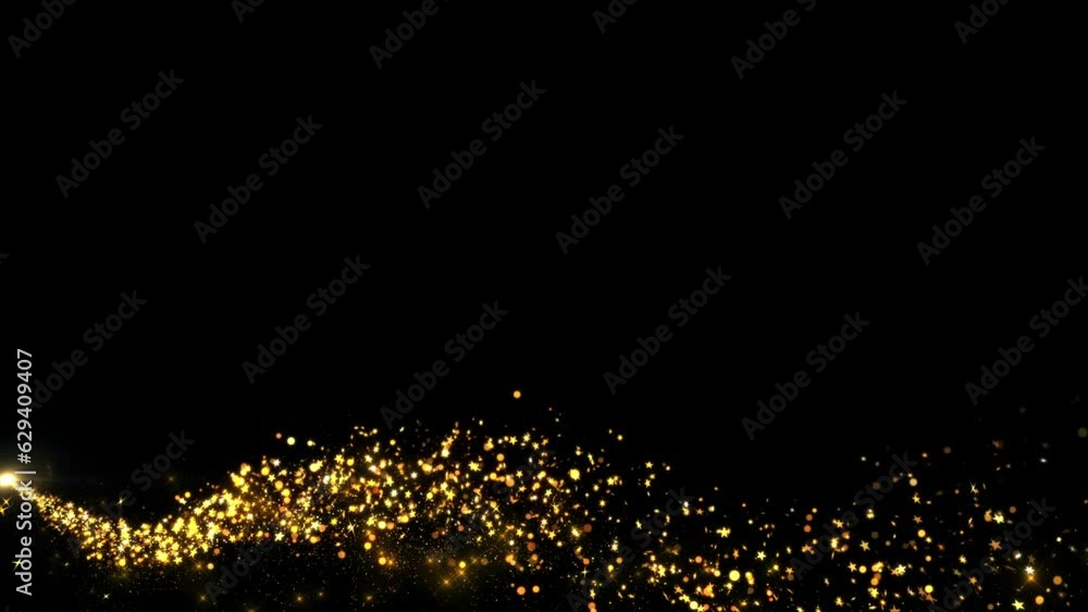 Golden Particle Tail Line Glitter Light Sparkling shine wave. particle ...