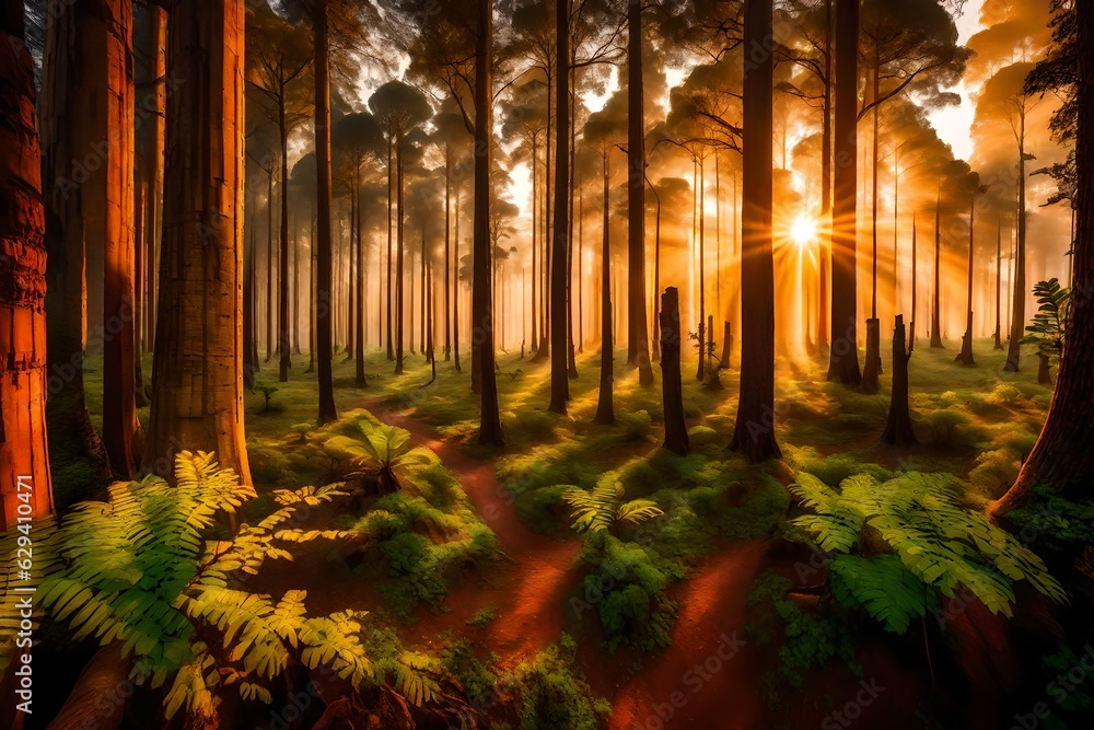 As the sun begins to rise over the horizon, it bathes the famous ...