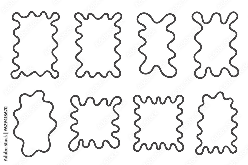 Y2k squiggle frame. Zigzag wavy border for story. Rectangle serrated ...