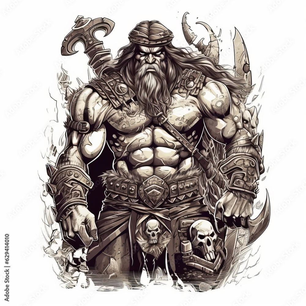 barbarian vector illustration for t shirt drawn in adobe illustrator ...