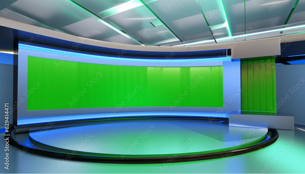 Virtual TV Studio, News Set background, virtual green Screen, virtual ...