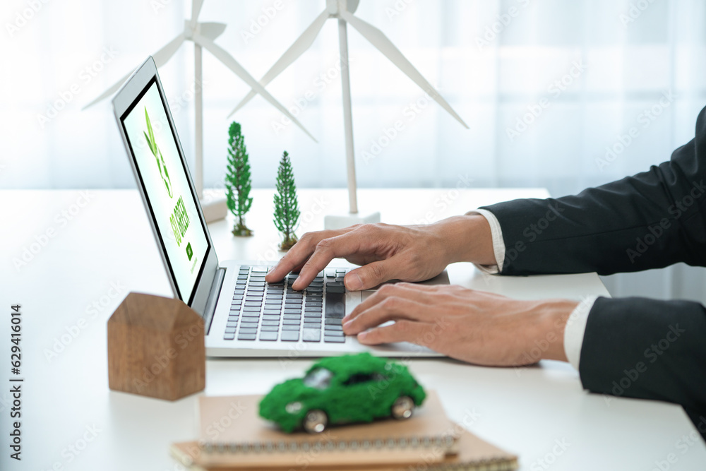 Businessman working in office developing plan or business project on ...