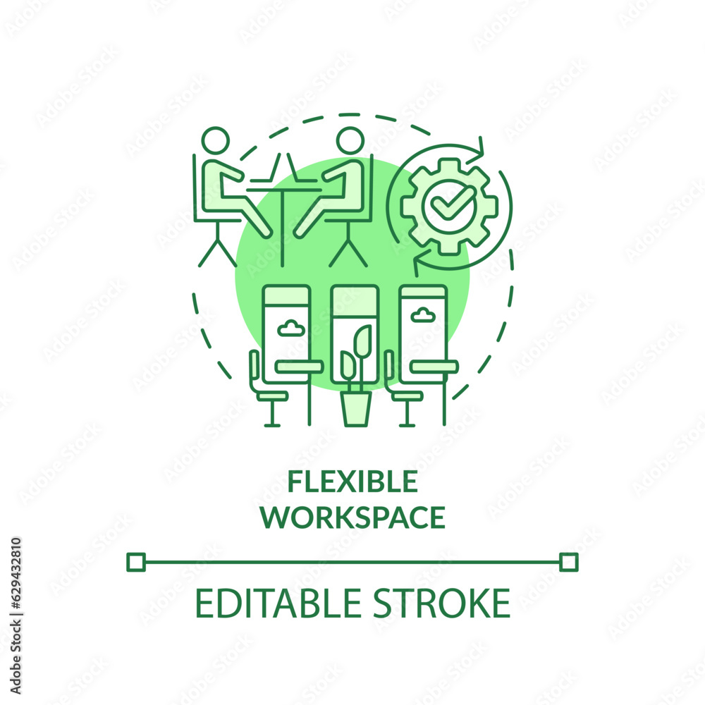 Editable flexible workspace green icon concept, isolated vector ...