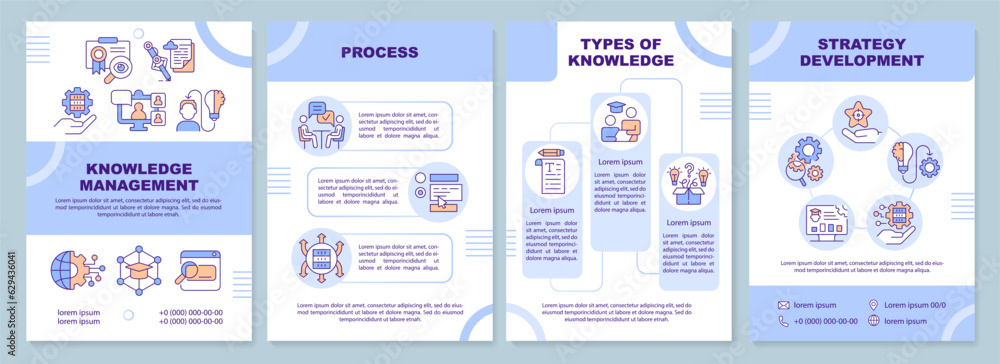 Vetor de 2D knowledge management brochure template, leaflet design with ...