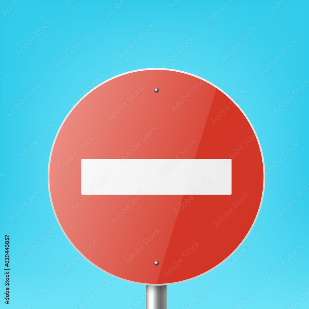 Vector Red and White Round Prohibition Sign Icon - Do not Enter. Stop ...