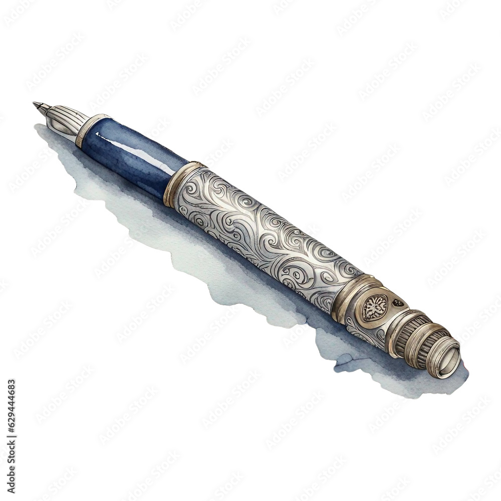 Old Retro Pen, PNG Clipart Image, Vintage Painted Watercolor Art ...