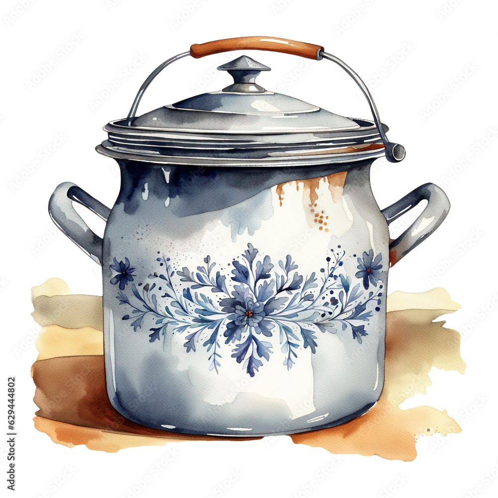 Old Retro Pot, PNG Clipart Image, Vintage Painted Watercolor Art ...