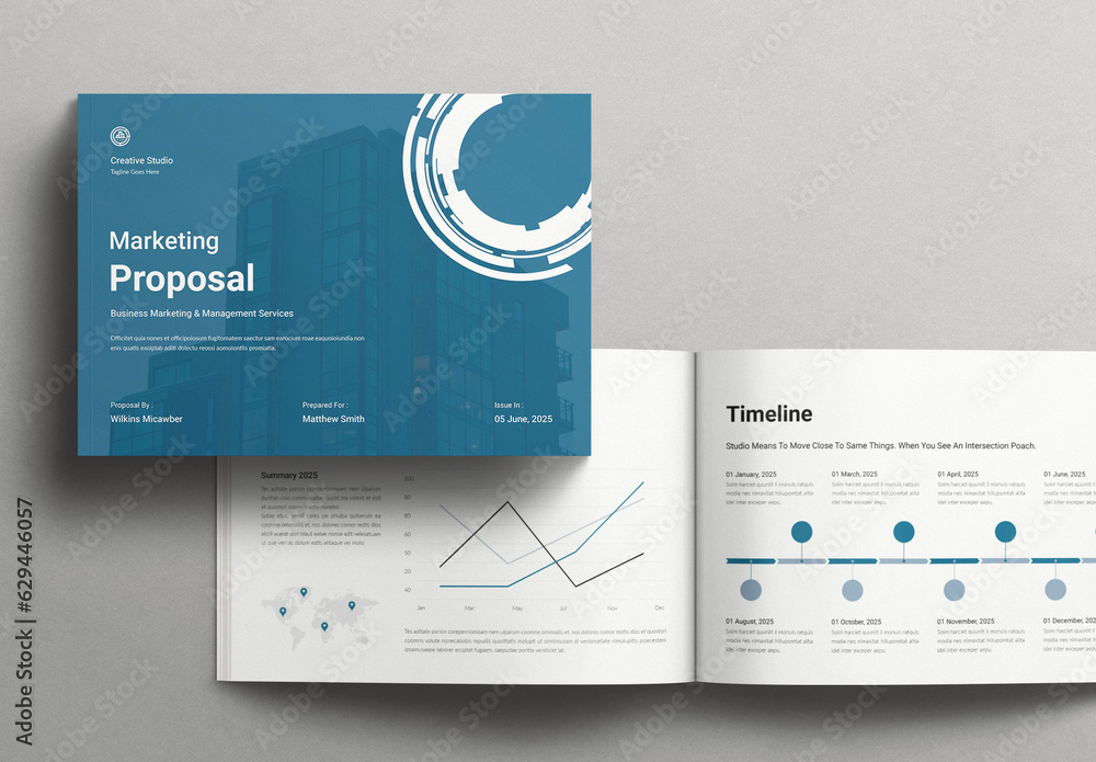 Marketing Proposal Layout Landscape Stock Template | Adobe Stock