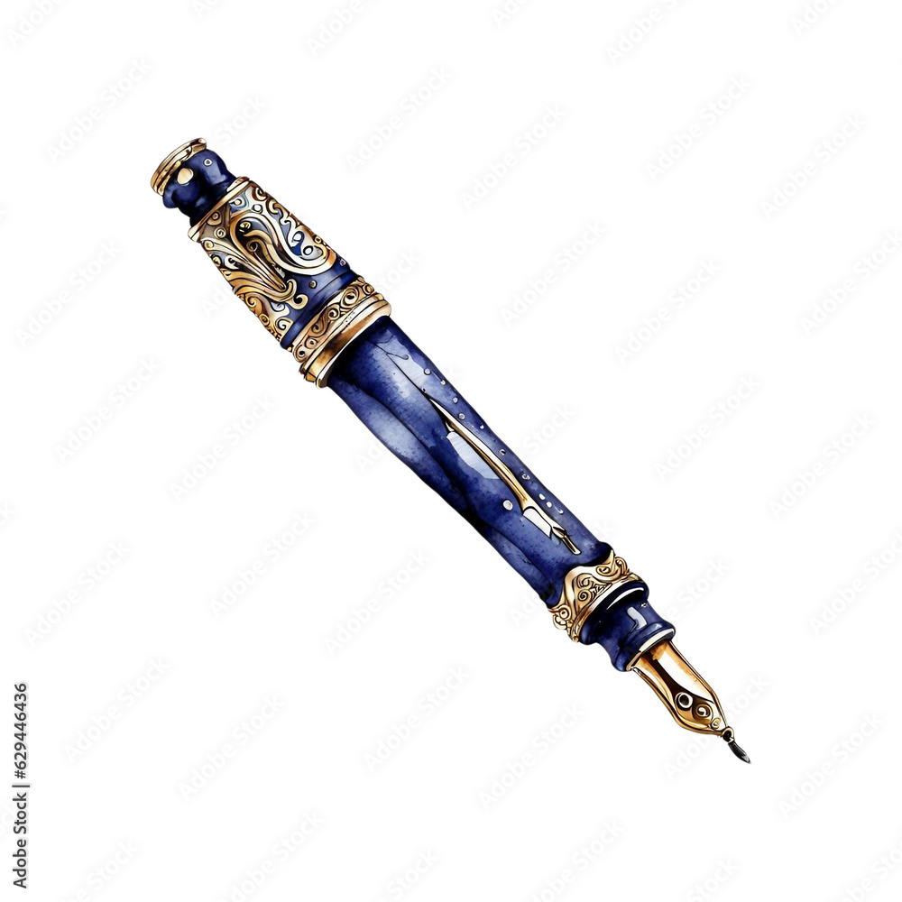 Old Retro Pen, PNG Clipart Image, Vintage Painted Watercolor Art ...