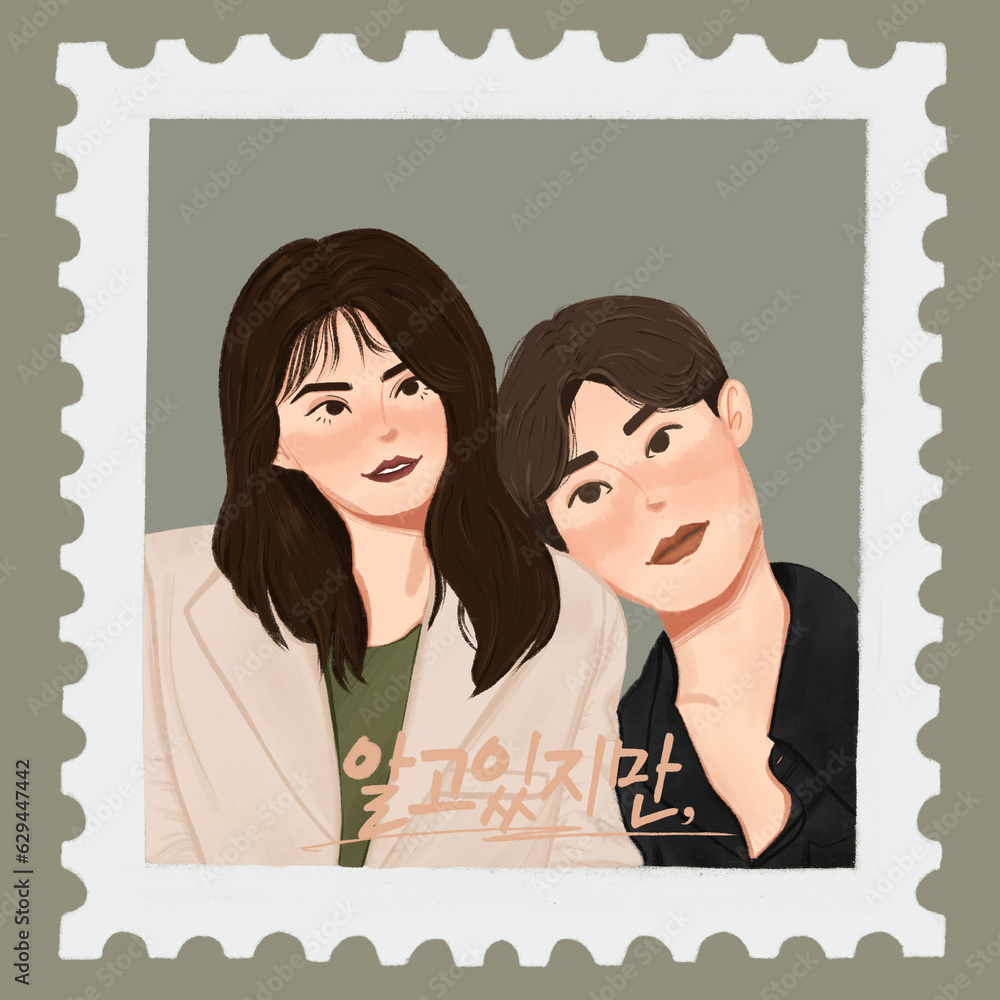 Nevertheless K-drama Fan Art, couple illustration in minimalist ...