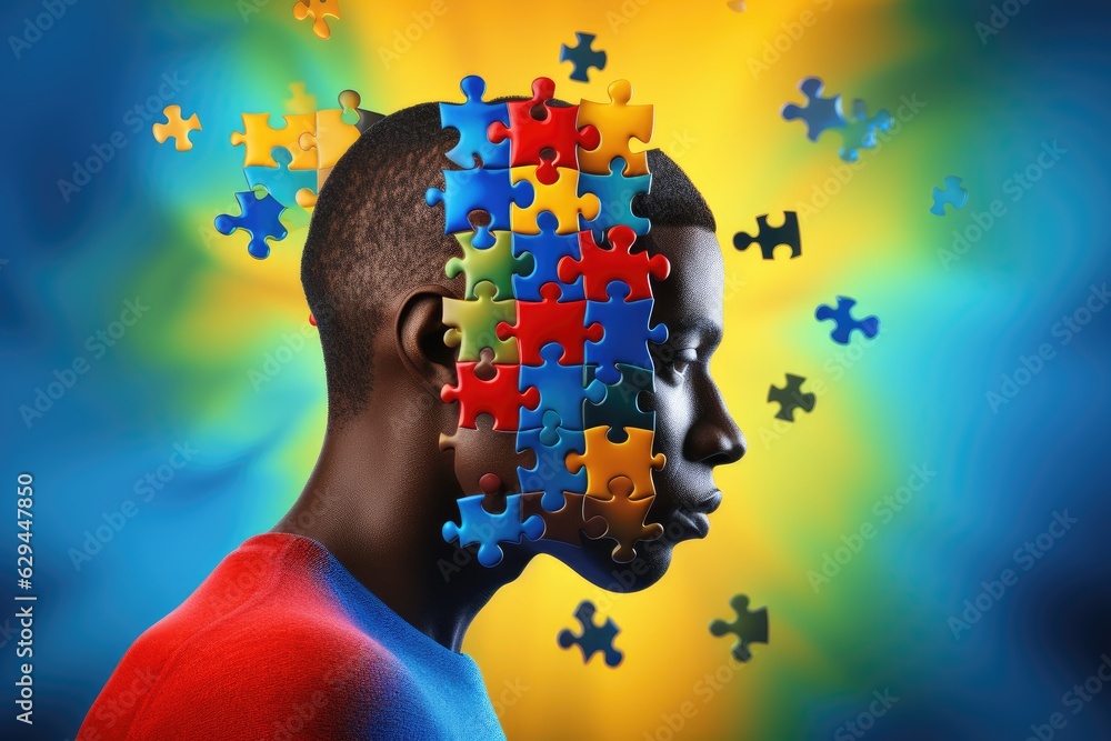 Man with a puzzle brain. Concept for thinking, neurodiversity ...