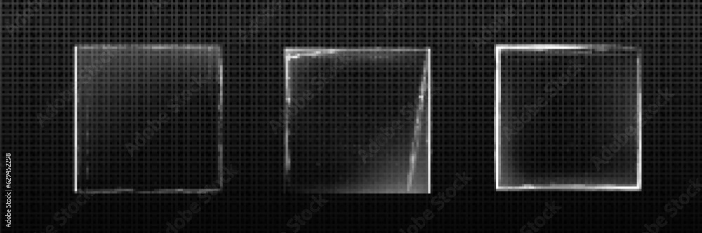 Realistic set of square distressed edge vinyl record covers isolated on ...