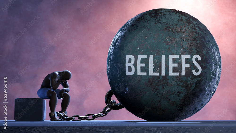 Beliefs - a metaphor showing human struggle with Beliefs. Resigned and ...