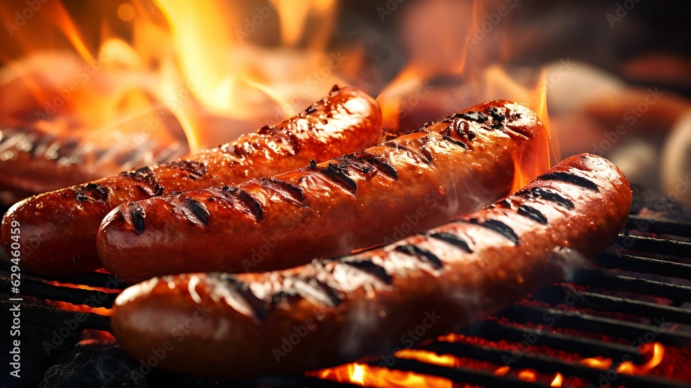 sausage, merguez on a barbecue grill, sausage on a bbq, summer party ...
