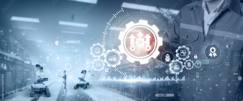 Using automation process to increase productivity. Industrial management in efficiency and ...