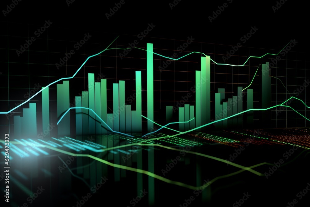 Market analysis infographics hologram shows real-time changes in ...
