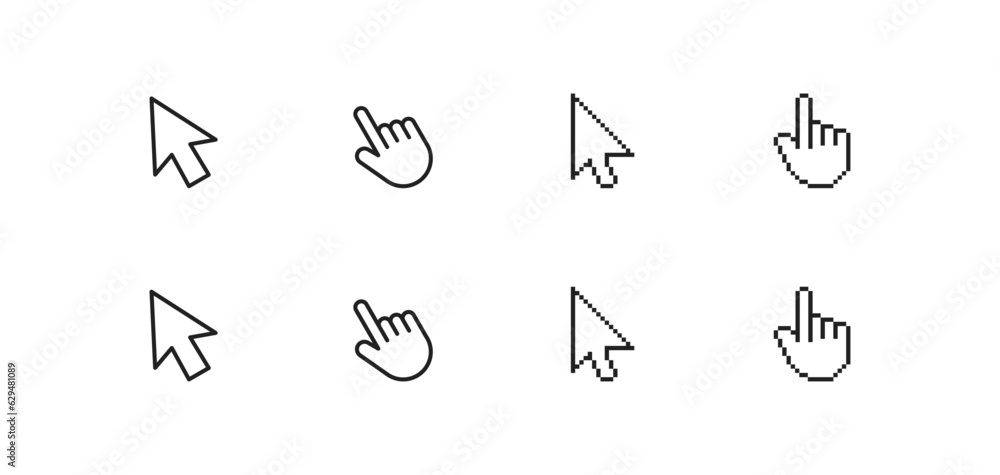 Cursor icon set. Digital mouse pointer symbols. Vector EPS 10 Stock ...