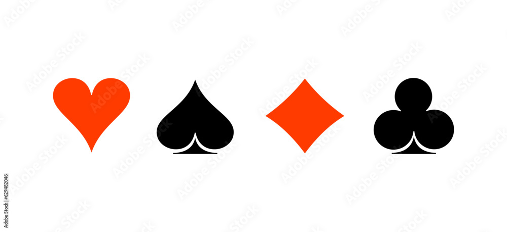 Poker playing cards suits symbols - spades hearts diamonds and clubs ...