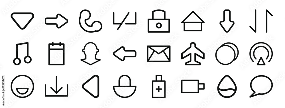 set of 24 outline web smartphone ui ux part 1 icons such as below ...