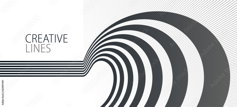 Future lines in 3D perspective vector abstract background, black and ...