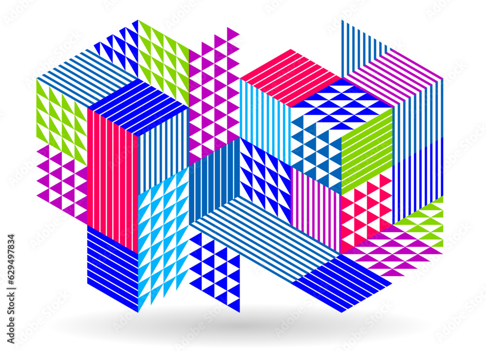 3D isometric cubic design vector geometric abstract background, modern ...