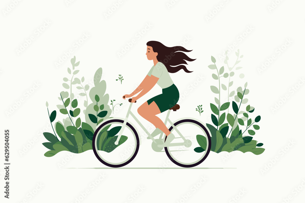 woman on bike vector flat minimalistic isolated illustration Stock ...