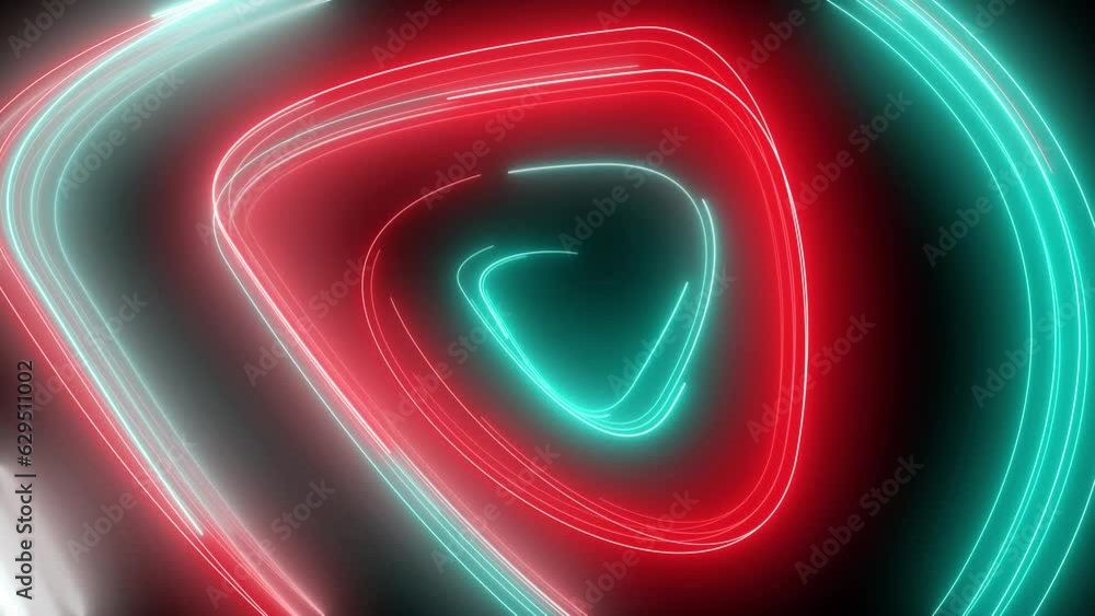 modern sketch with neon lines. Glowing beams random red and blue in ...