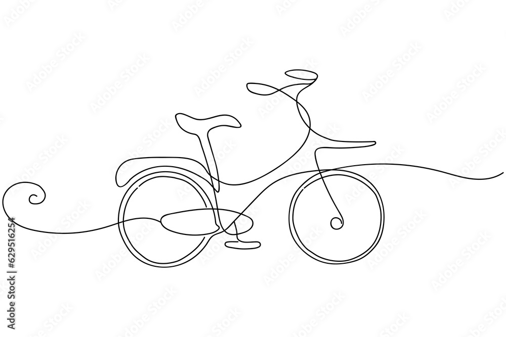 Continuous one line drawing vintage retro urban city bicycle ...