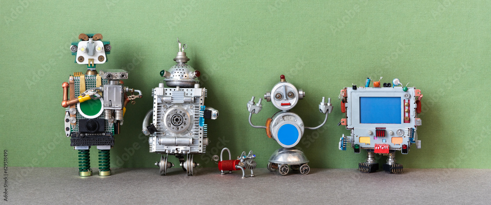 Creative design toy steampunk robots. Metal copper silver texture ...
