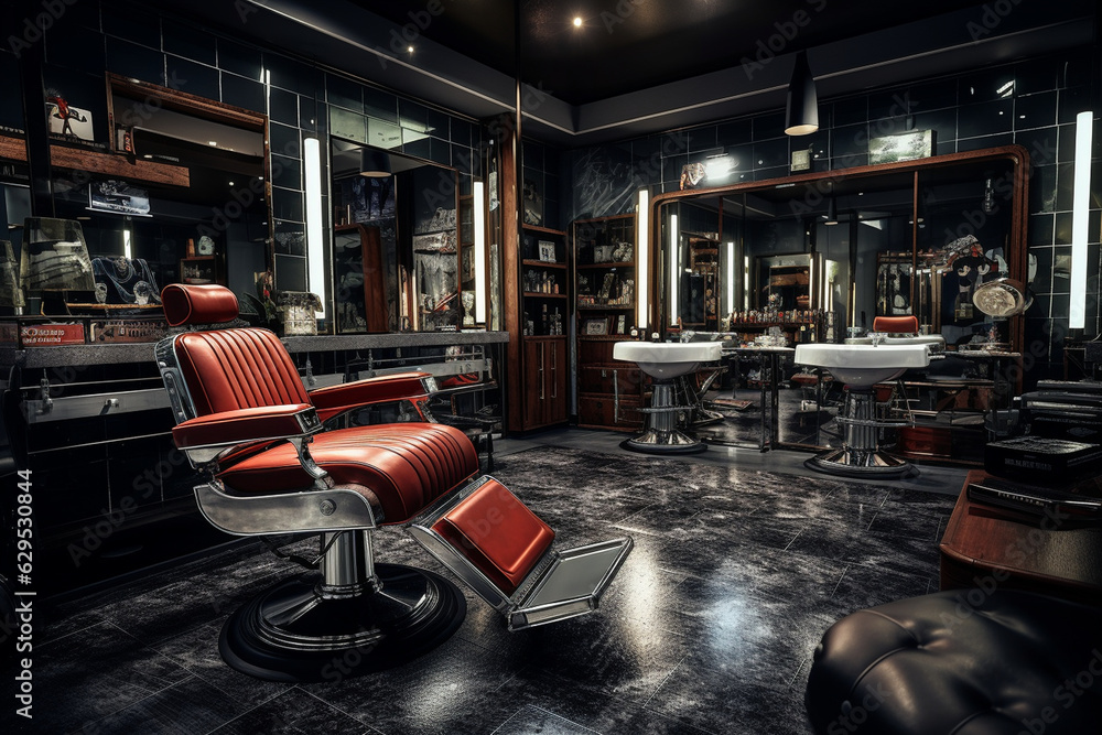 from behind an interactive virtual tour of a modern barbershop ...