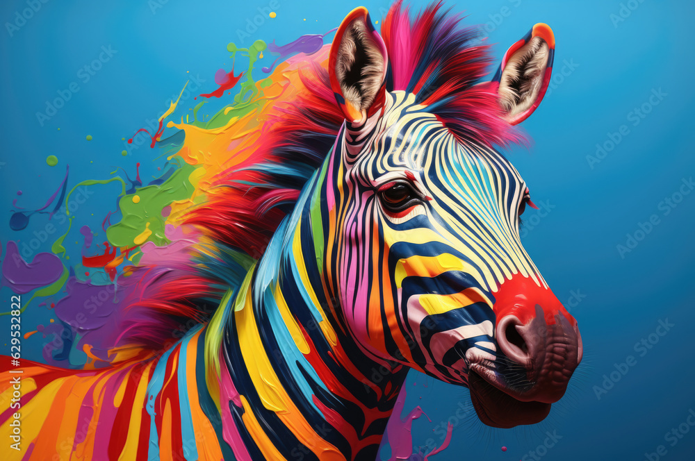 Technicolor Zebra Illustration: An AI-generated illustration of a zebra ...