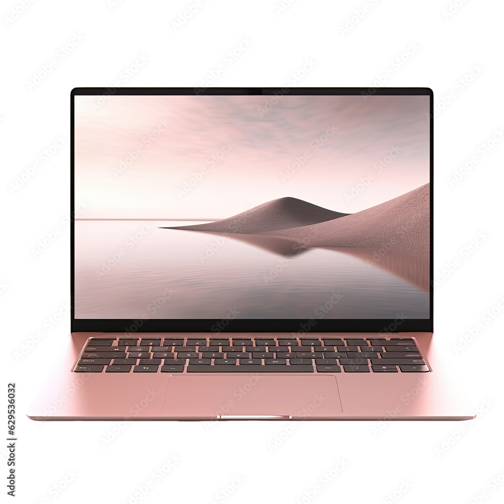 Elegant Rose Gold Laptop Mockup isolated on transparent background ...