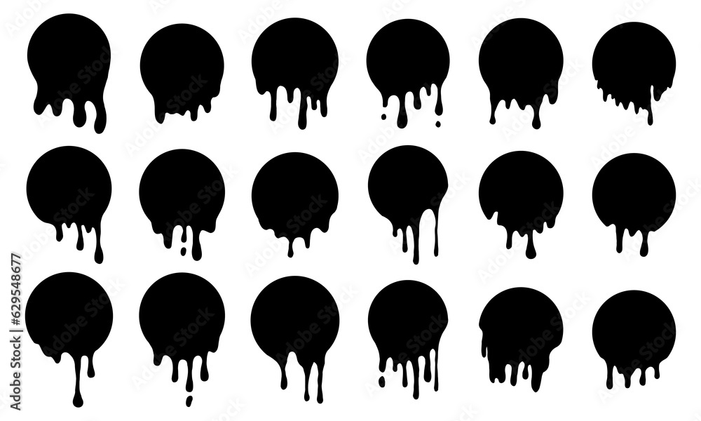 Paint dripping. Black dripping ink. Dripping liquid. Current paint ...